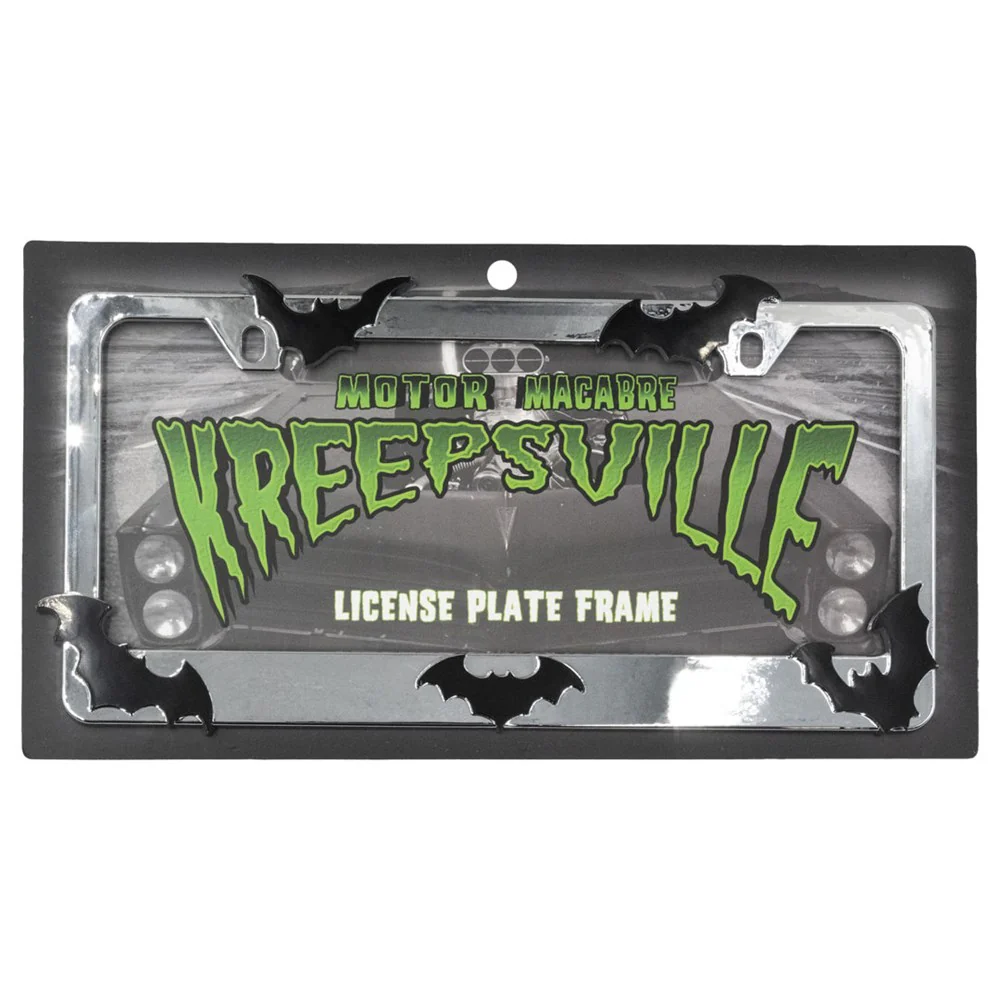 Bat License Plate Frame Chrome | Atomic Horror