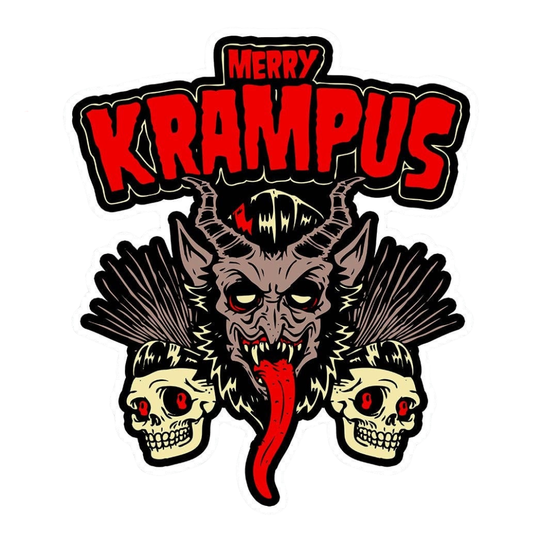 Merry Krampus Demon Sticker | Atomic Horror